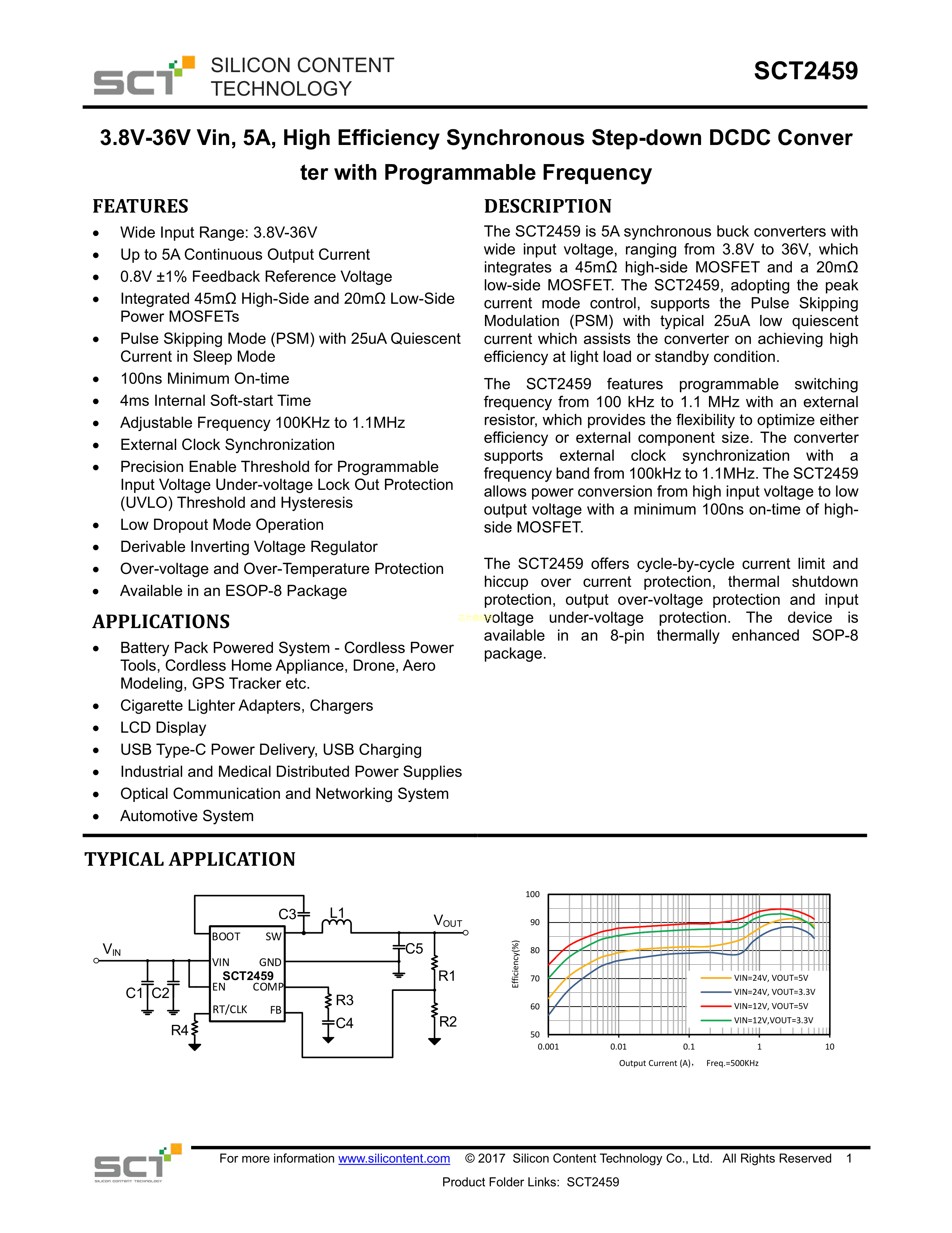 SCT2459STER数据手册ESOP-8L封装SCT(芯洲科技)PDF规格书，中英文下载 - 规格书 - 芯片模块网 - 让芯片更简单！